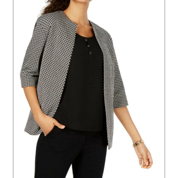 Anne Klein | Jackets & Coats | Anne Klein New Womens Jacquard Openfront Topper Blazer Jacket Top ...